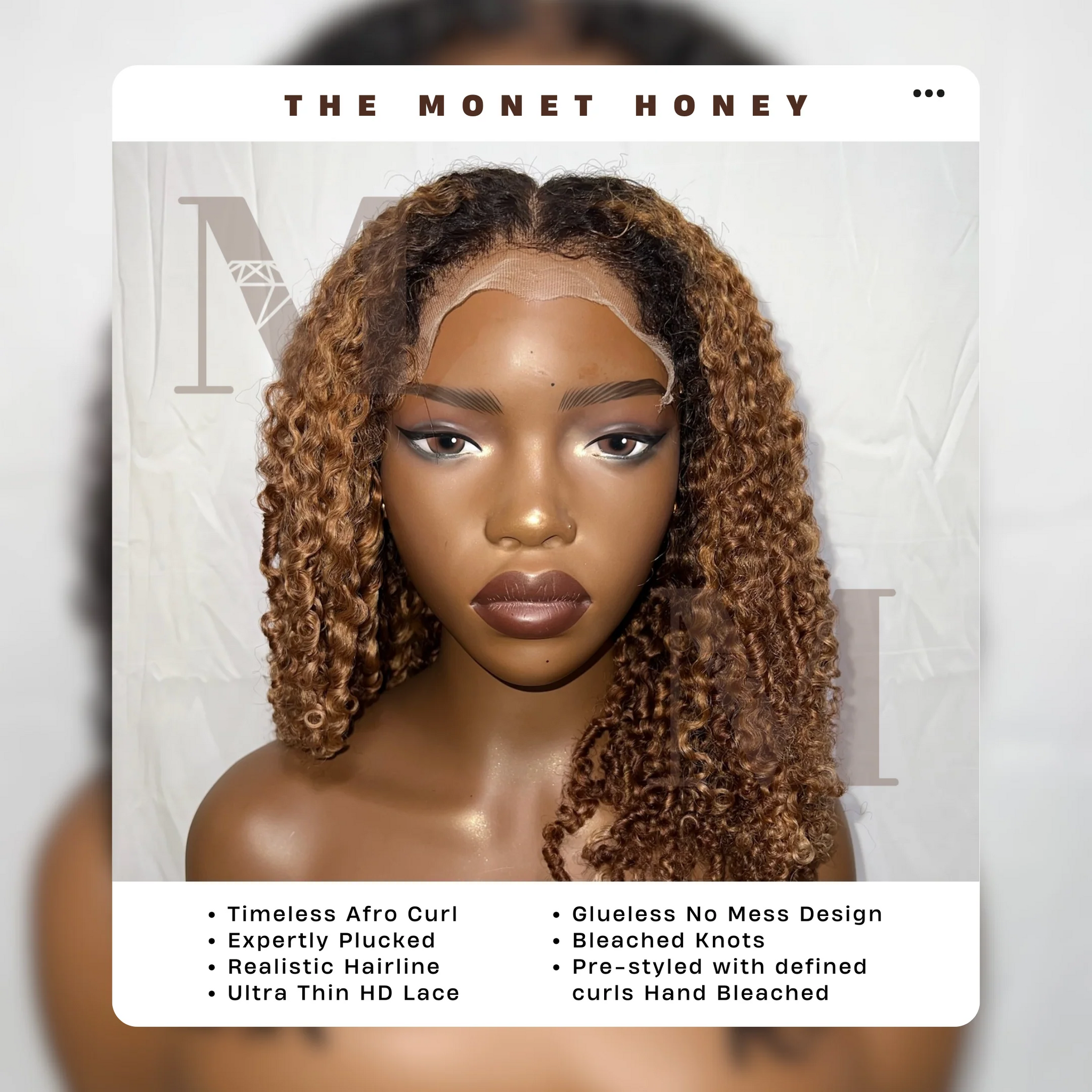 Monet Honey Custom Wig | Hand-Bleached Color, Natural Texture & Luxury